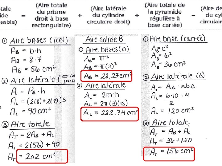 Aire des solides Aire des prismes droits rguliers