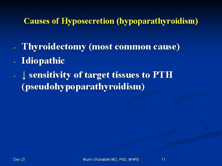 Parathyroid Gland Calcium Metabolism Munir Gharaibeh MD Ph