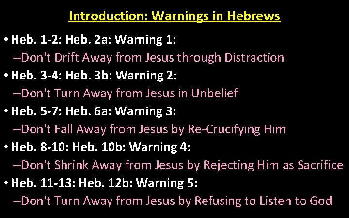 Hebrews Title Hebrews 2 a Warning 1 Dont