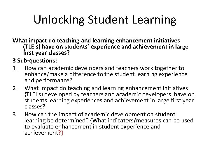 Beyond Training Linking Academic Development to Student Learning