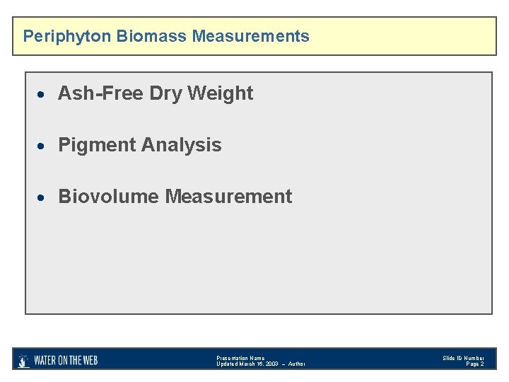 Module 4 Stream Ecology Laboratory Measuring Periphyton Biomass
