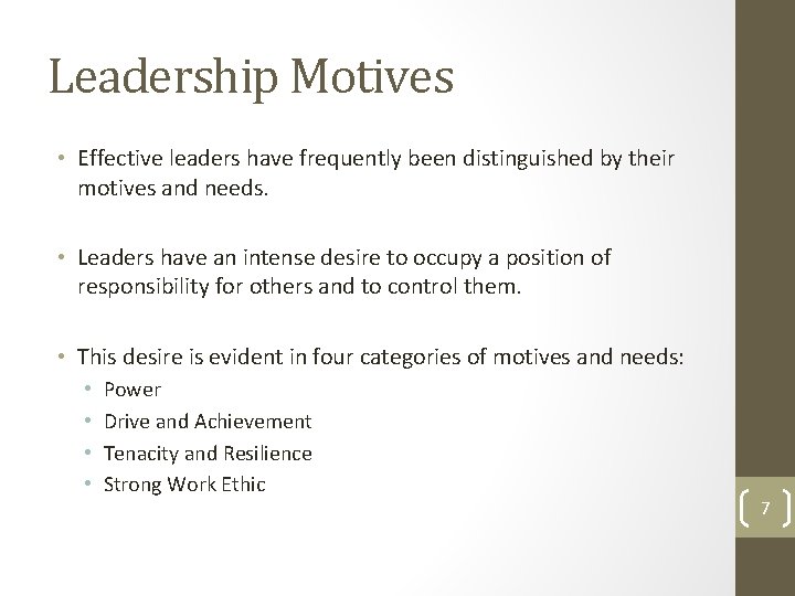 Chapter Two Traits Motives Characteristics of Leaders LEADERSHIP