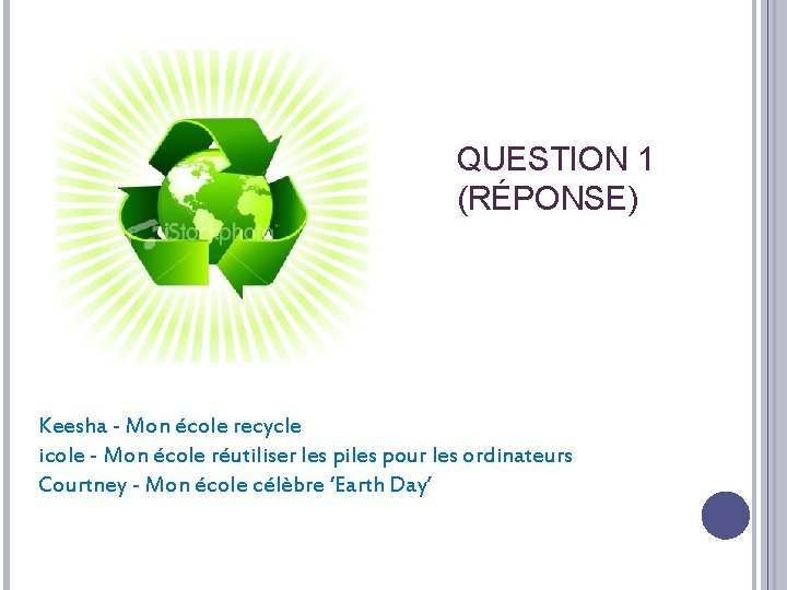 Question 9 Keesha Hunter Nicole Carrier et Courtney