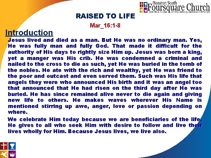 RAISED TO LIFE Introduction Mar16 1 8 Jesus