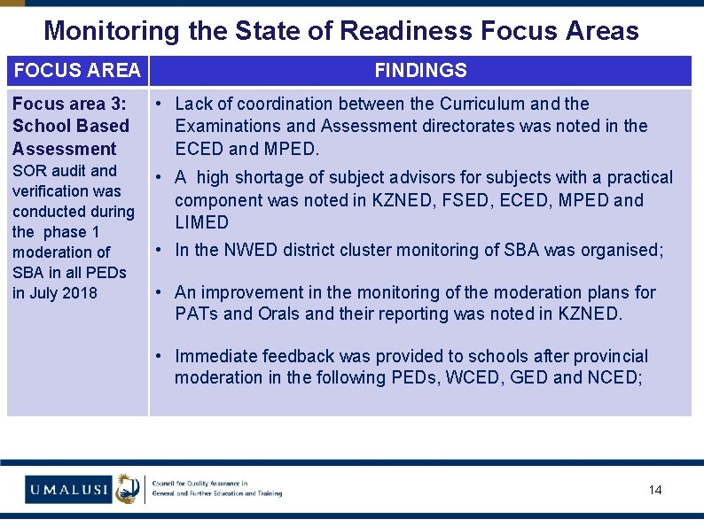 State of Readiness Report 2018 National Senior Certificate