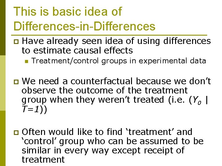 DifferencesinDifferences Methods of Economic Investigation Lecture 10 Last