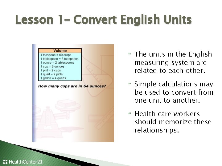 Measurement Systems Lesson 1 English System Lesson 1