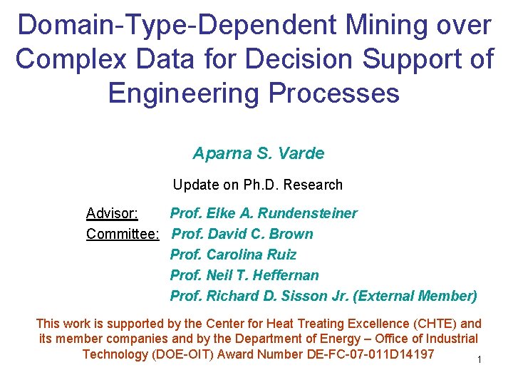 DomainTypeDependent Mining over Complex Data for Decision Support
