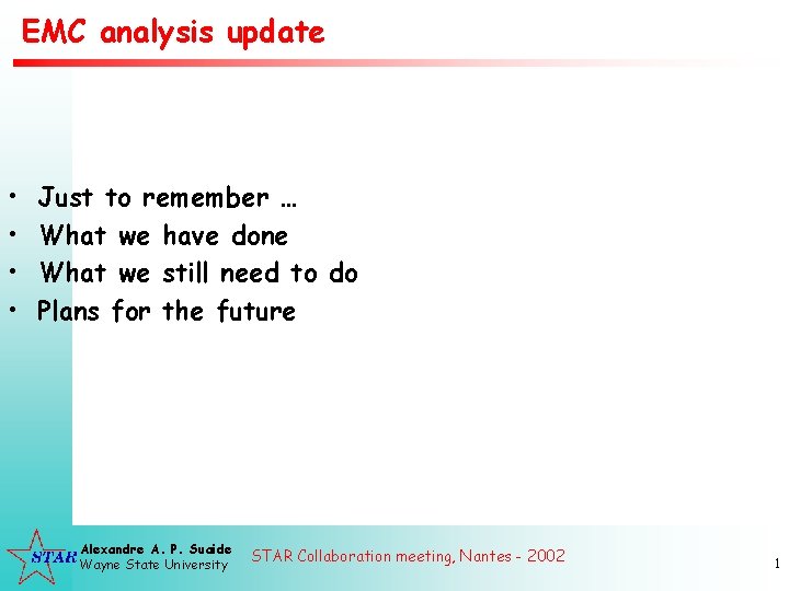EMC analysis update Just to remember What we