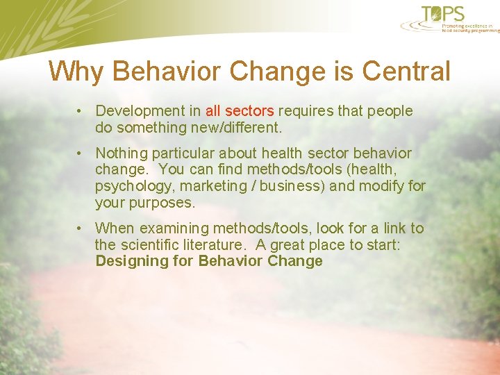 Designing for Behavior Change in Agriculture Natural Resource