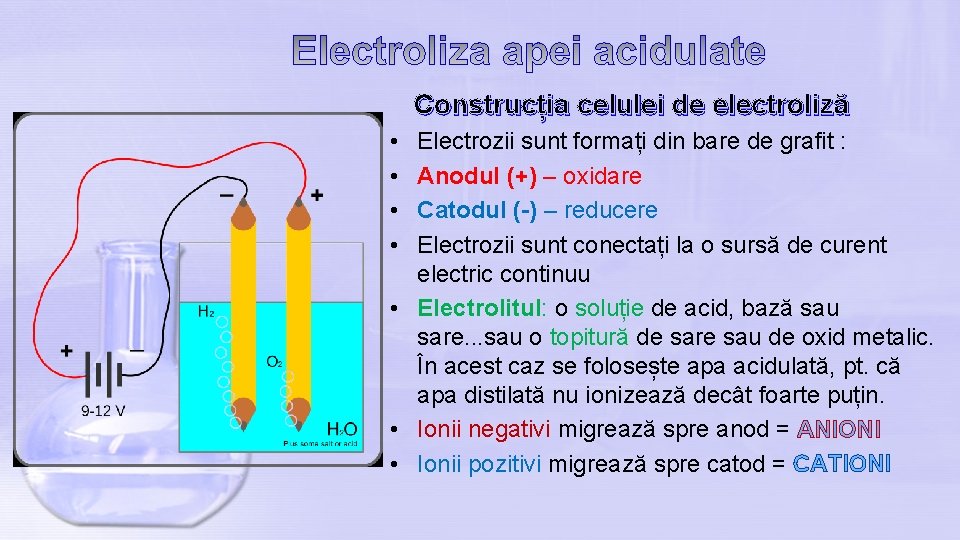Electroliza este procesul chimic ce se produce sub