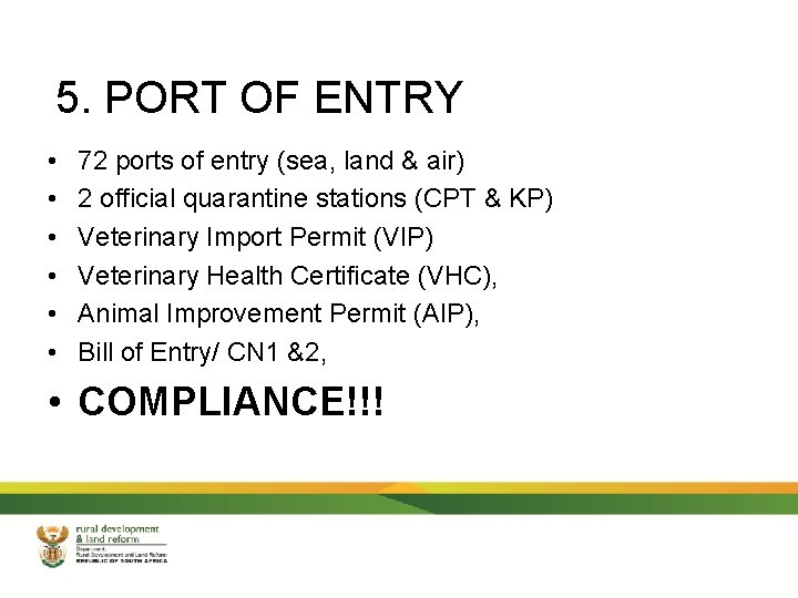 IMPORT EXPORT INSPECTIONS OF ANIMAL ANIMAL PRODUCTS Dr