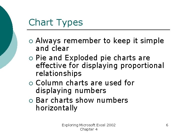 Exploring Microsoft Excel Chapter 4 Graphs and Charts