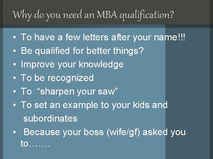 Operations Management Why do you need an MBA