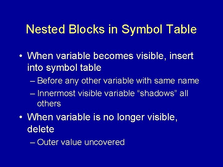 Symbols and TypeChecking CPSC 388 Ellen Walker Hiram