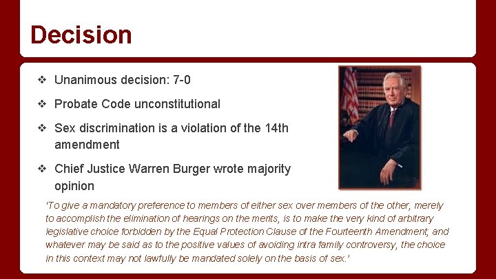 Reed V Reed Hannah Hendrickson Background Information Started