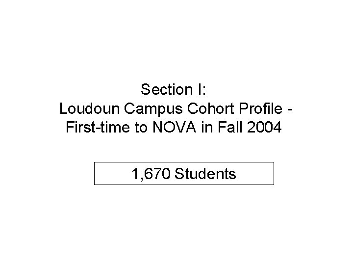 Achieving the Dream Loudoun Campus Baseline Data Research