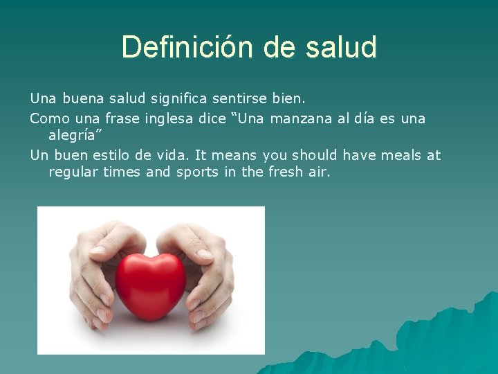 La vida saludable Healthy lifestyle Definition of health