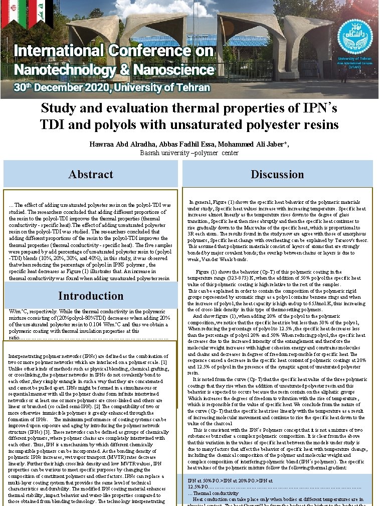 Study and evaluation thermal properties of IPNs TDI