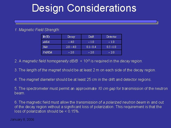 Spectrometer Magnetic Field for Neutron Beta Decay at