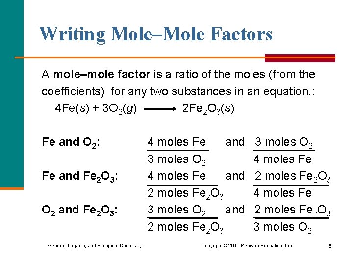 Chapter 6 Chemical Reactions and Quantities Mole Relationships