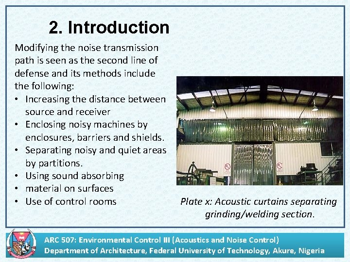 Modifying Noise Transmission Path ARC 507 Environmental Control