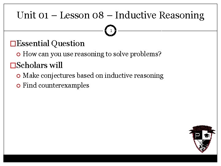 Unit 01 Lesson 08 Inductive Reasoning 1 Essential