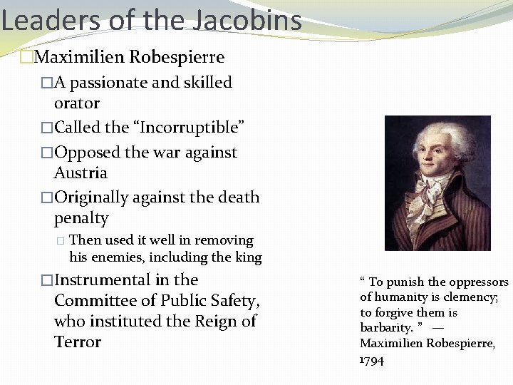 The Radical Stage of the Revolution Political Parties