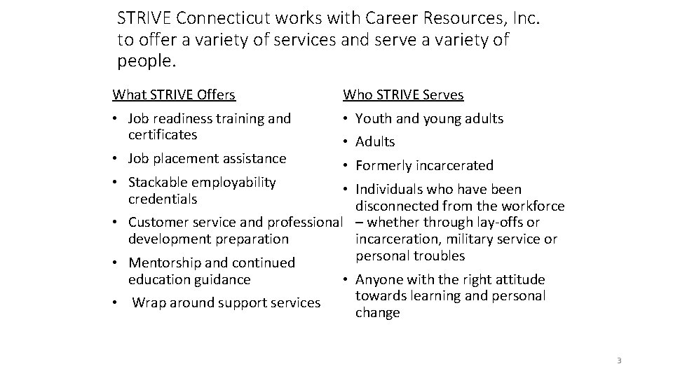 Welcome STRIVE Participants 1 Introduction and STRIVE Overview