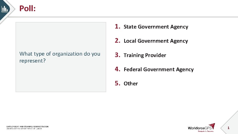 Poll 1 State Government Agency 2 Local Government