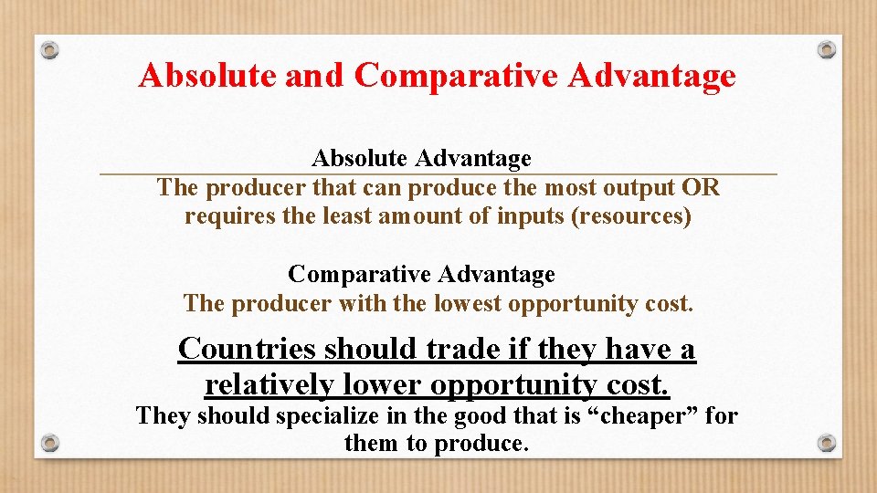 Unit 1 Basic Concepts Absolute and Comparative Advantage