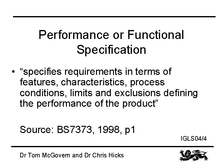 Specifications and Supplier Development in the UK Electrical