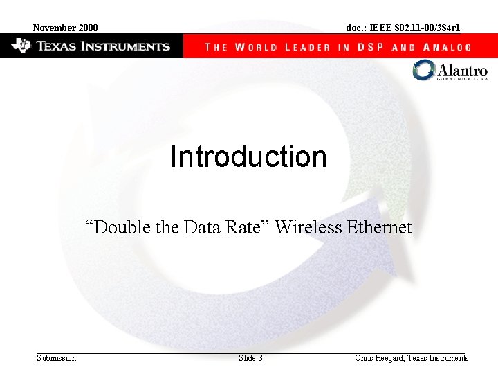 November 2000 doc IEEE 802 11 00384 r