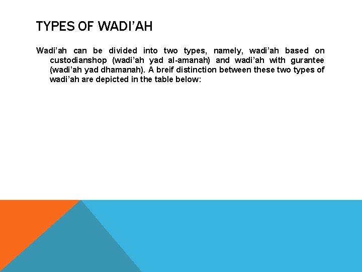 THE CONTRACT OF WADIAH SAFEKEEPING IBA SESSION 13
