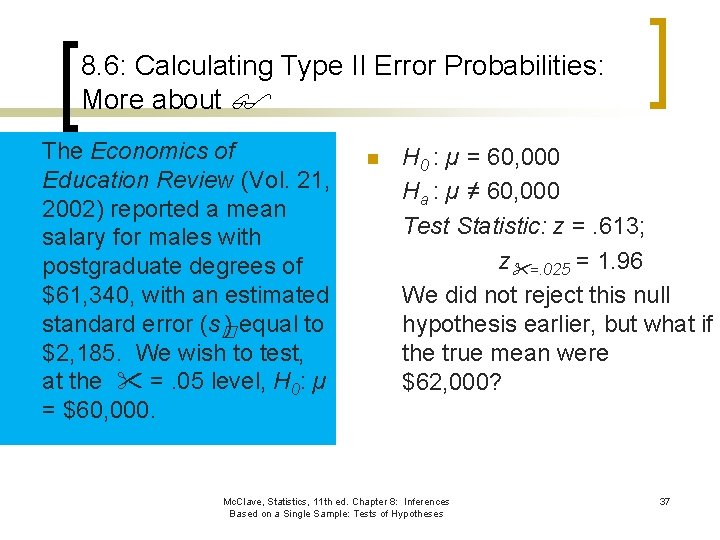 Statistics Chapter 8 Inferences Based on a Single