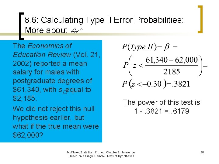 Statistics Chapter 8 Inferences Based on a Single