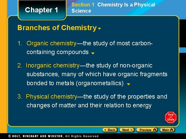Chapter 1 Section 1 Chemistry Is a Physical