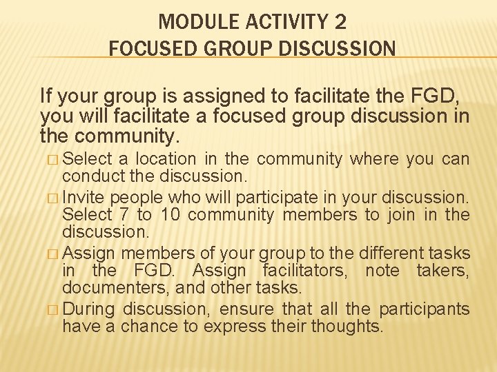 VERITAS ET MISERICORDIA COMMUNITY MAPPING AND FOCUSED GROUP