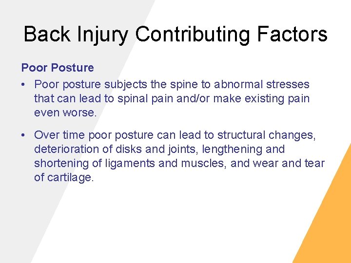 Back Injury Prevention Revision Date July 2013 Contents