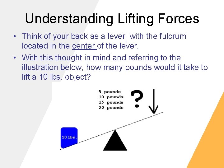 Back Injury Prevention Revision Date July 2013 Contents