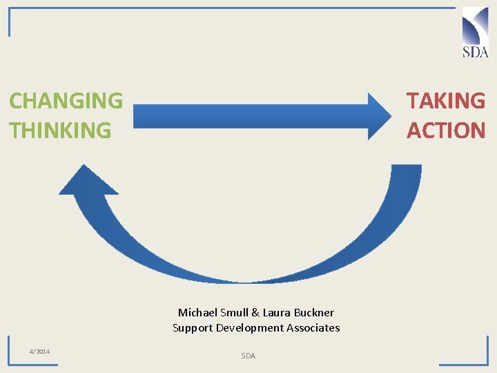 CHANGING THINKING TAKING ACTION Michael Smull Laura Buckner