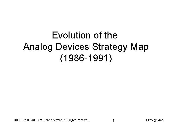Evolution of the Analog Devices Strategy Map 1986
