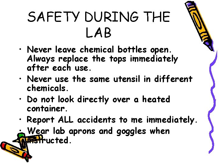 Sixth Grade Science Lab Safety Rules The scientific