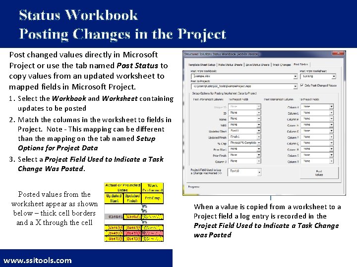 SSI Toolbox Status Workbook Overview SSI Status Workbook