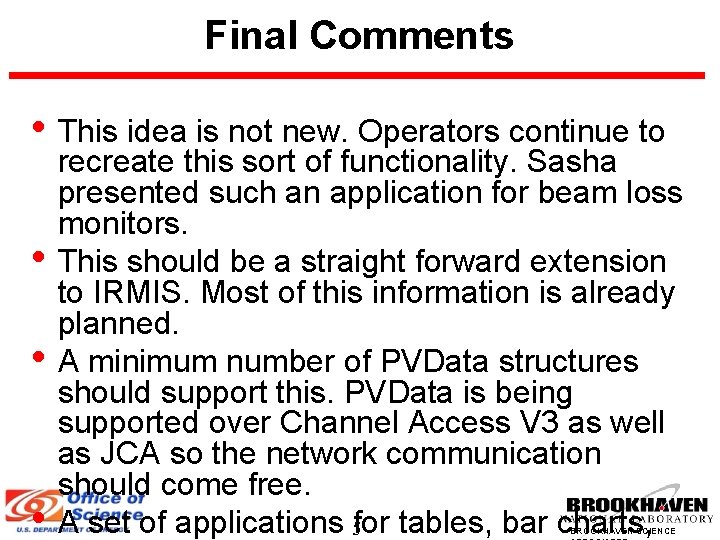 Introspection Control System Group Bob Dalesio presenting EPICS