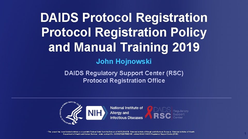 DAIDS Protocol Registration Policy and Manual Training 2019