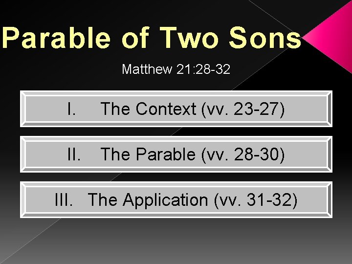 Parable of The Two Sons Matthew 21 28