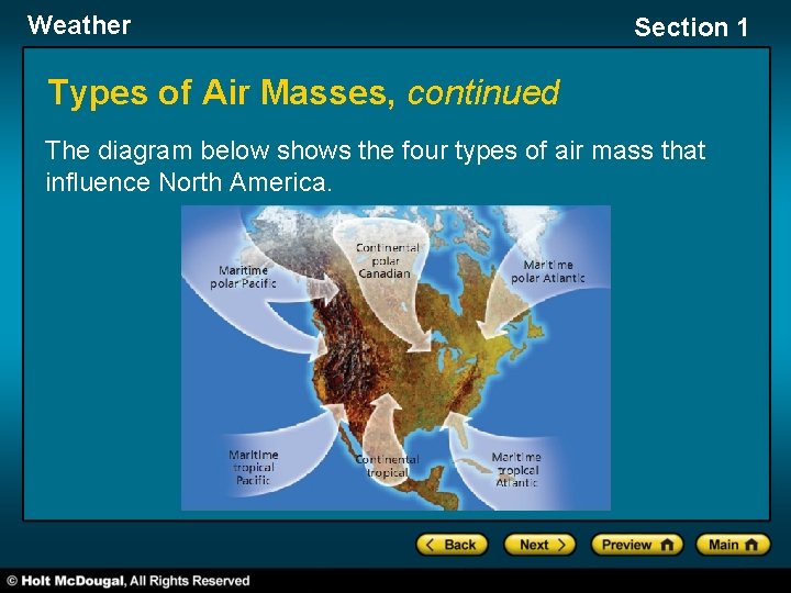 Weather Section 1 Air Masses Preview Key Ideas