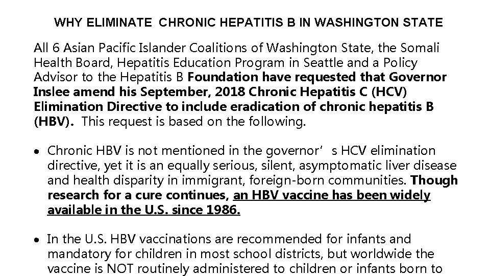 ELIMINATE CHRONIC HEPATITIS B IN WASHINGTON STATE Nadine