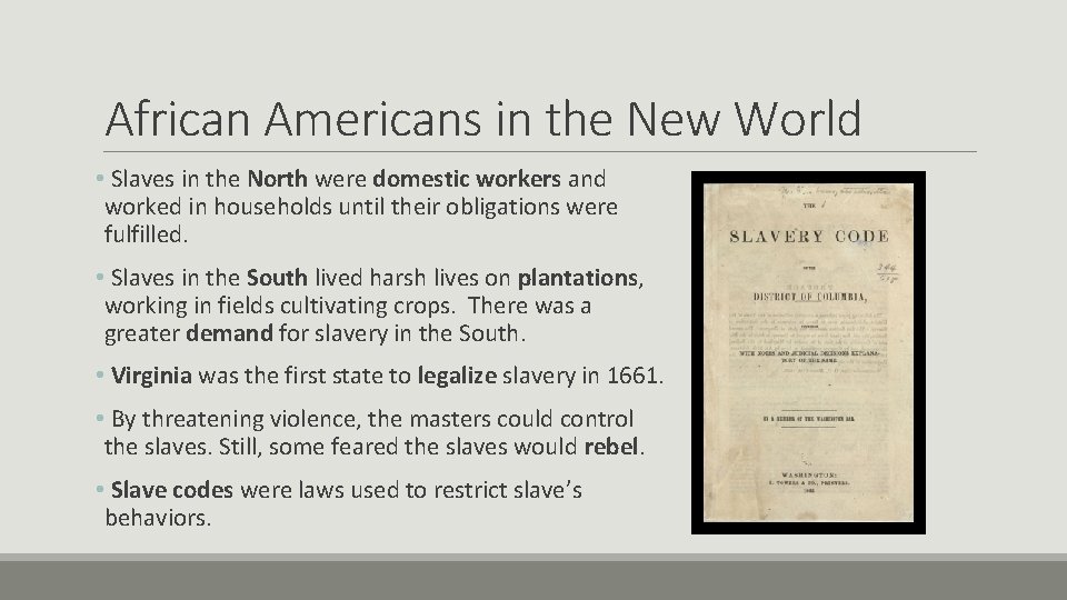 The Peculiar Institution SLAVERY IN THE UNITED STATES